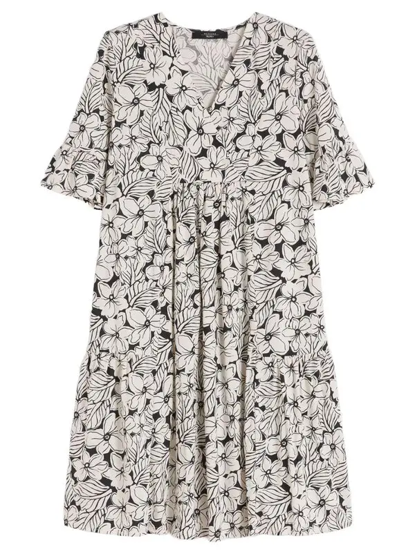 Max Mara Printed Cotton Jersey Kaftan Dress - Black