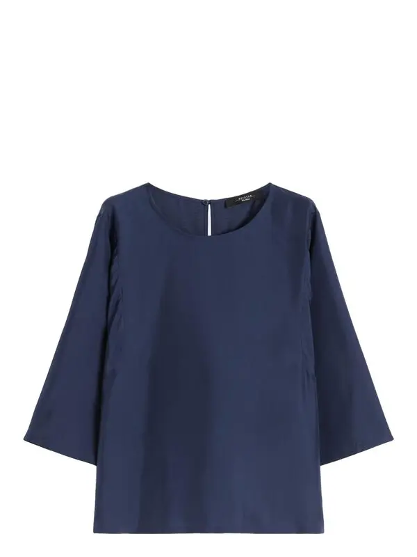 Max Mara Habotai Silk And Jersey Blouse - Navy