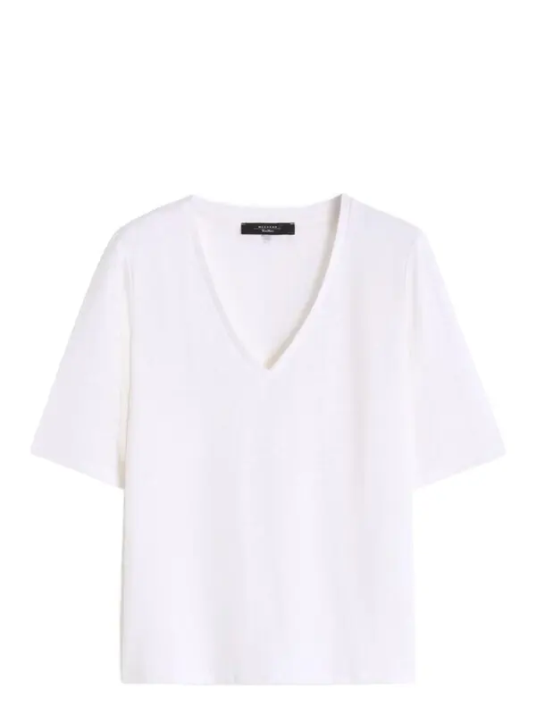 Max Mara Stretch Linen Jersey V-neck T-shirt - White