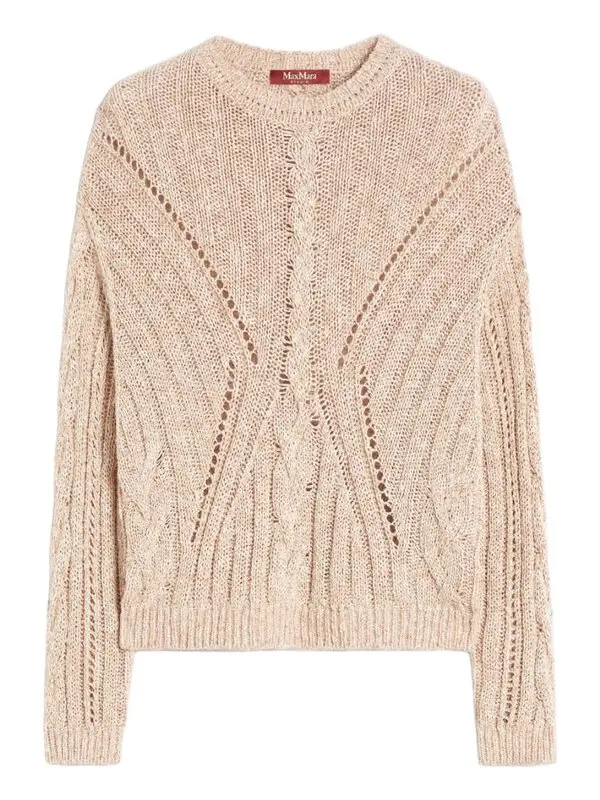 Max Mara Boxy-fit Cotton And Lurex Jumper - Natural