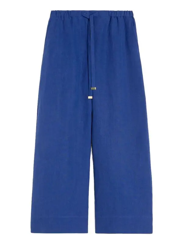 Max Mara Linen Wide-leg Trousers - Cornflower Blue