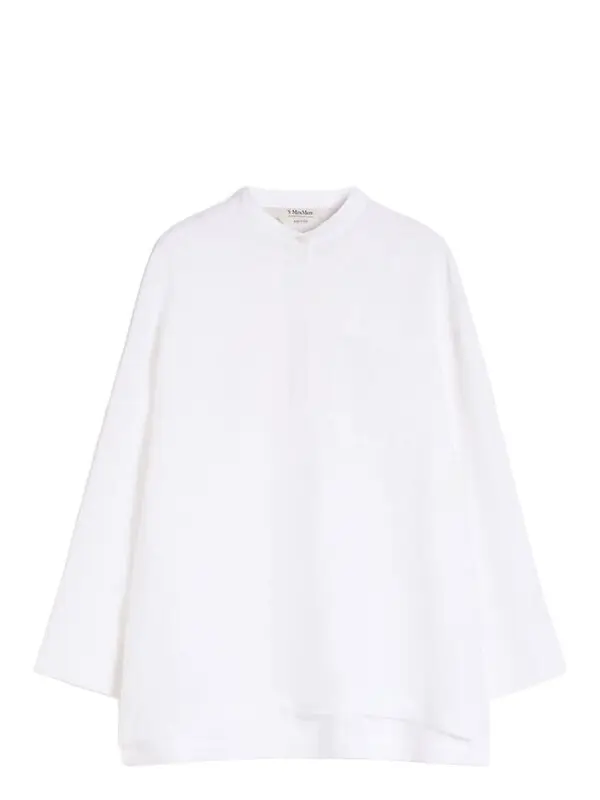 Max Mara Pure Linen Mandarin-neck Shirt - Optical White