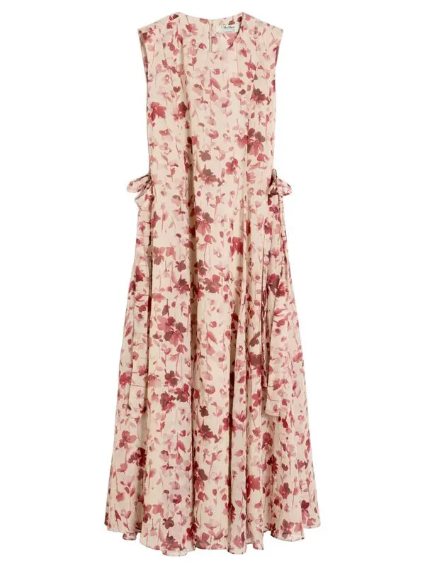 Max Mara Printed Ramie Canvas Maxi Dress - Pink