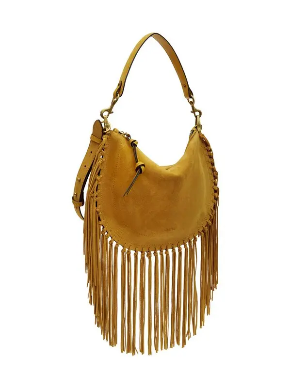 Isabel Marant Oskan Soft Zip Shoulder Bag With Fringe - Saffron