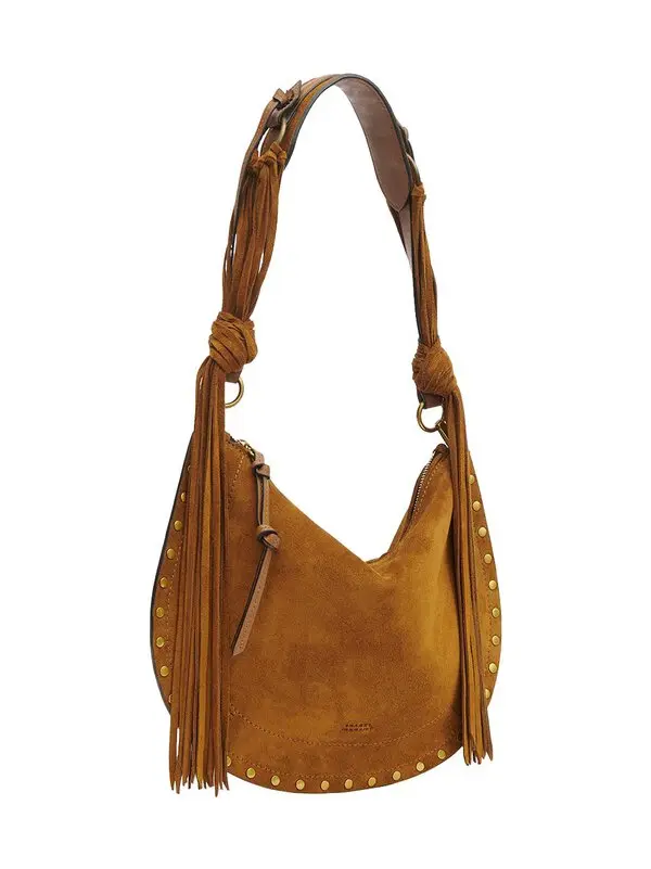 Isabel Marant Oskan Soft Zip Shoulder Bag With Fringe - Cognac