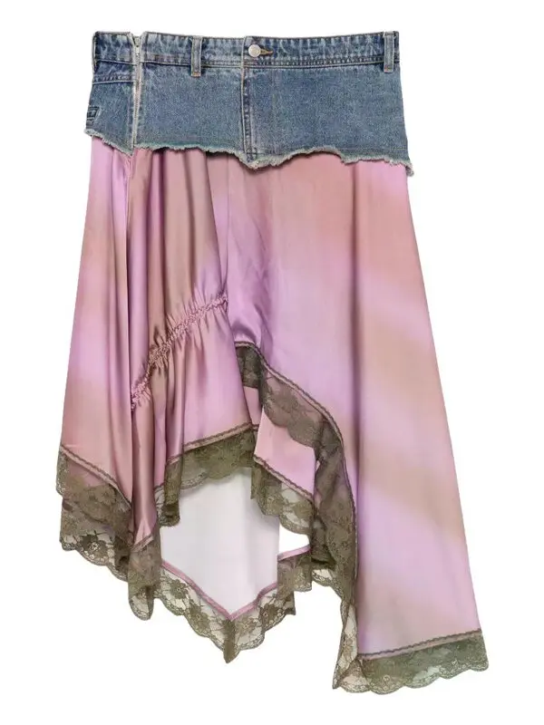 Andersson Bell Denim Lace Midi Skirt - Pink