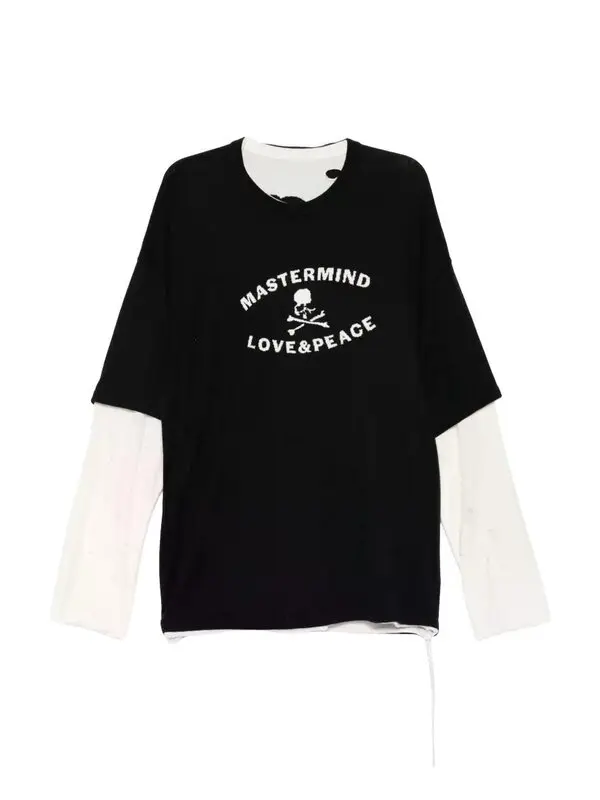 MASTERMIND WORLD Logo-print Ripped T-shirt - Black