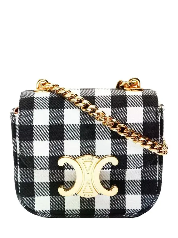 Celine 2020s Mini Claude Check-pattern Shoulder Bag - White