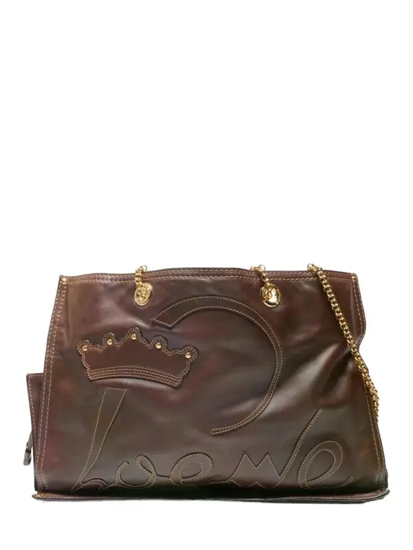 Loewe Appliqué Chain Shoulder Bag - Brown