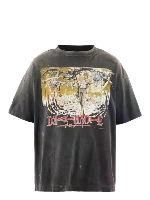 SAINT MXXXXXX X Death Note Print T-shirt - Grey
