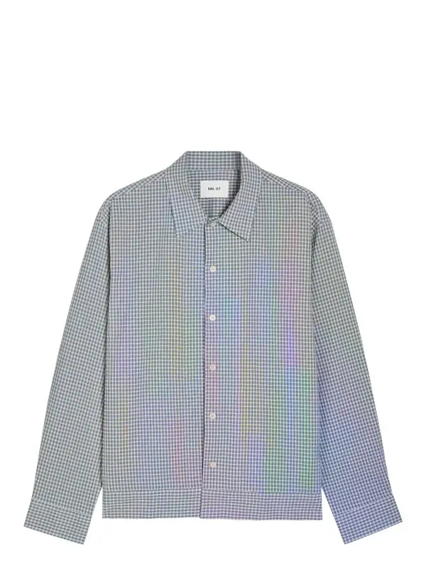 Nn07 Collared Checked Shirt - Blue