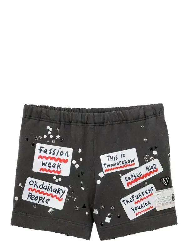 Mihara Yasuhiro Embellished Sweat Shorts - Grey