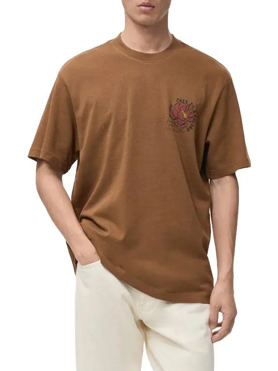 Mango Free To Explore Graphic T-shirt - Tobacco Brown
