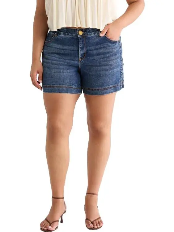 Wit & Wisdom High Waist Denim Shorts - Mid Blue