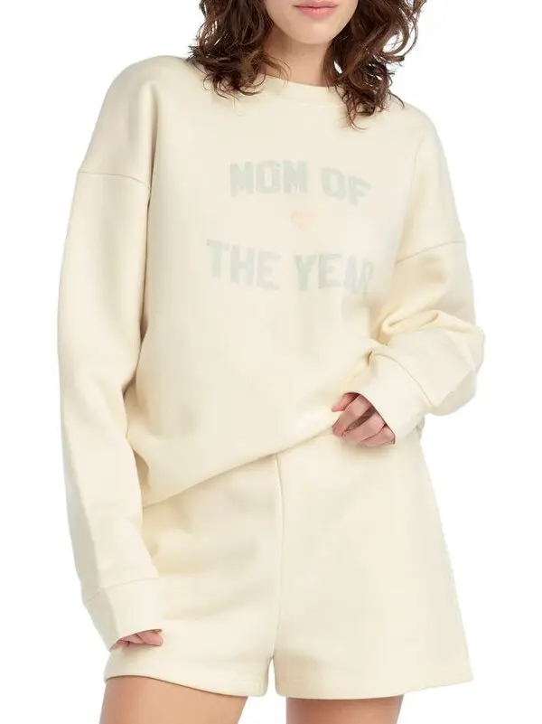 FAVORITE DAUGHTER Mom Of The Year Sweatshirt - Gardenia/light Sage