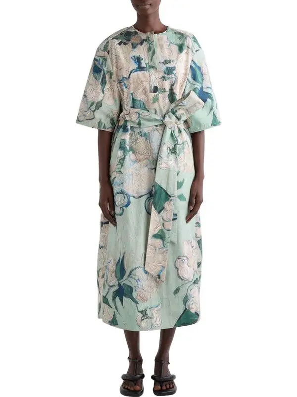 Givenchy Rose Jacquard Cotton Cocoon Dress - Mint Green