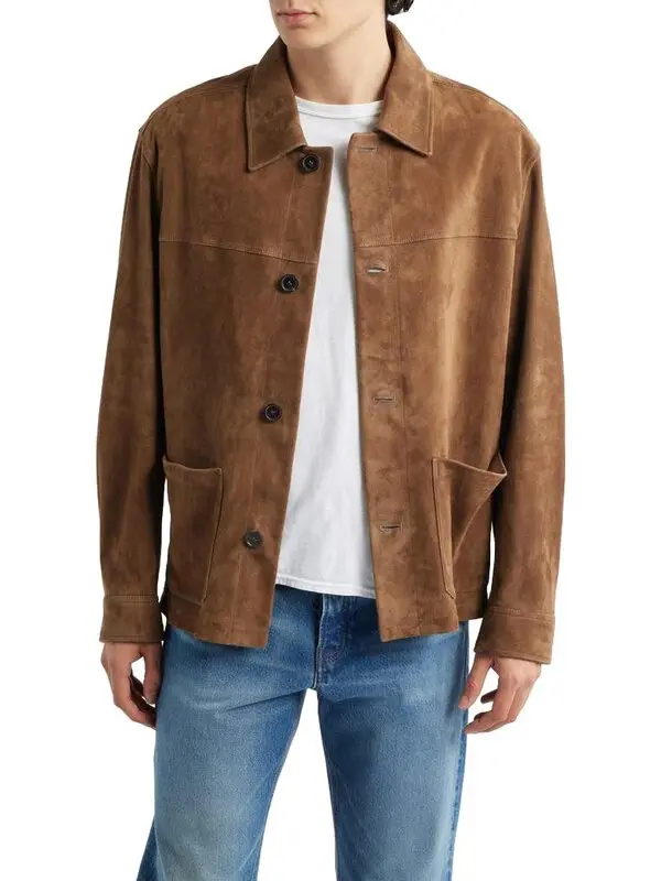 FRAME Suede Chore Coat - Caramel