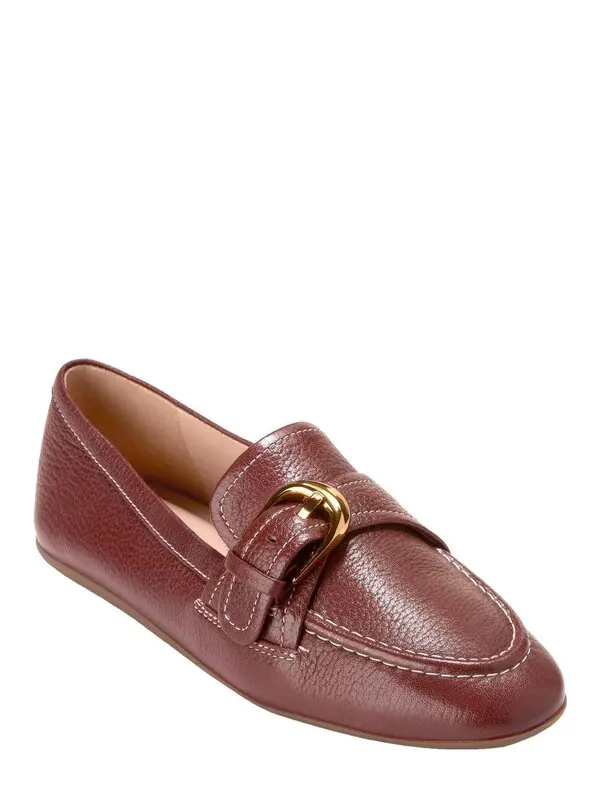 Cole Haan Grand Ambition Alette Buckle Loafer - Mahogany Tumbled Leather