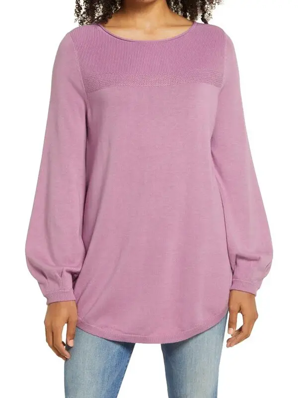 Caslon Bishop Sleeve Pullover - Pink Gale