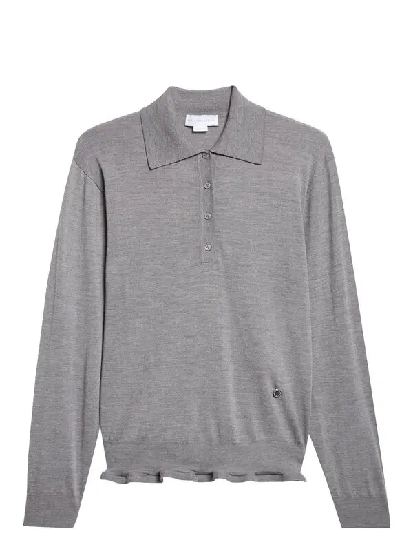 Stella McCartney Frilled Lightweight Wool Polo - Grey Melange