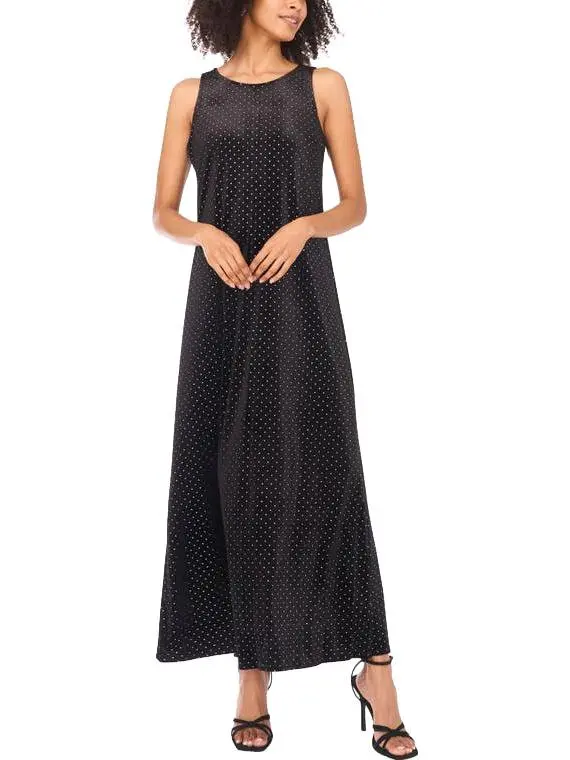 Vince Camuto Dot Keyhole Back Sleeveless Maxi Dress - Rich Black