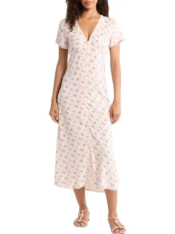 Lucky Brand Simone Floral Midi Dress - Blush Floral