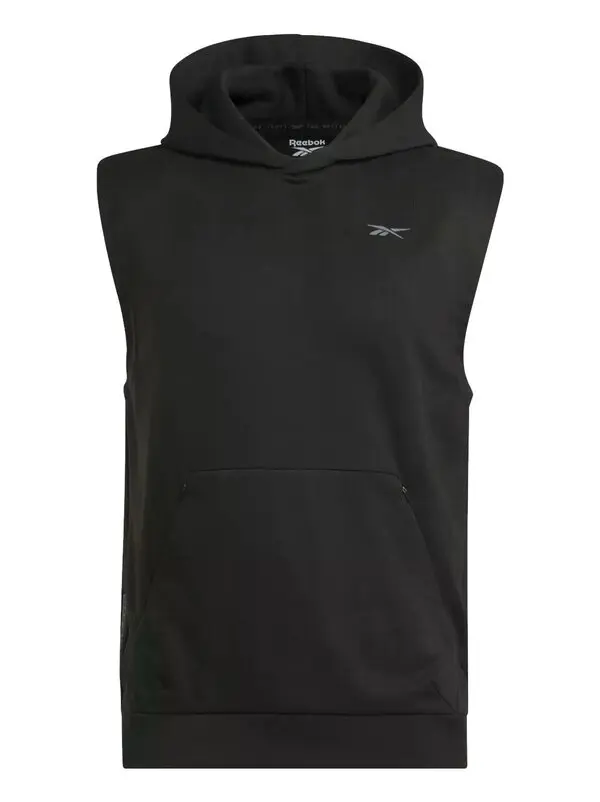 REEBOK Logo-print Sleeveless Hoodie - Black