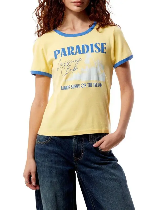 PACSUN Paradise Skimmer Ringer Graphic T-shirt - Yellow