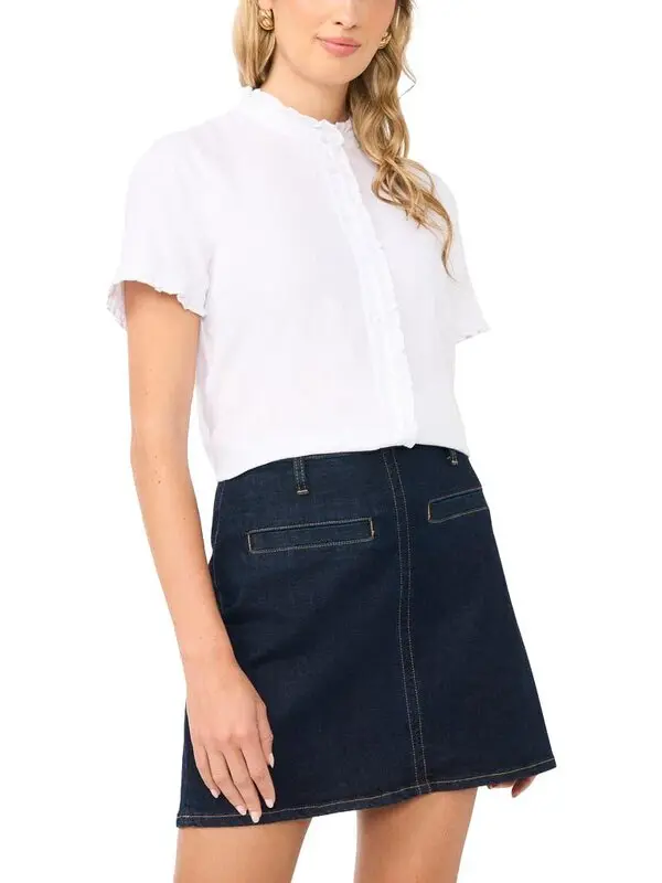 Vince Camuto Ruffle Button-up Shirt - Ultra White
