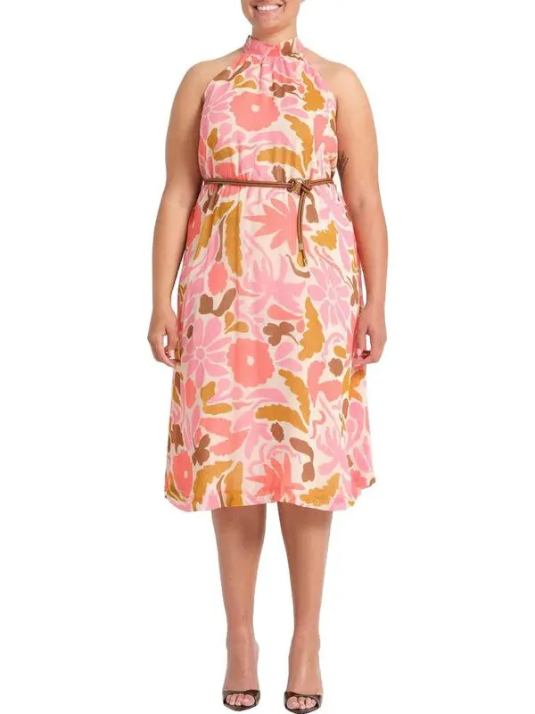 ESTELLE Luciana Floral Fit & Flare Midi Dress - Sepia Florals