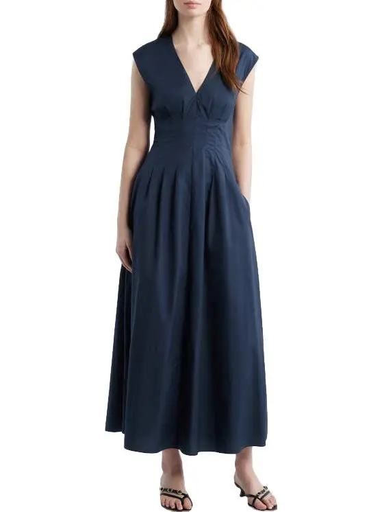 Rag & Bone Ines Pleated Poplin Maxi Dress - Salute