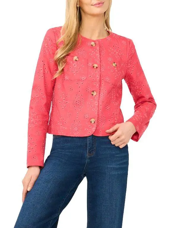 CECE DUPRAZ Eyelet Crop Jacket - Claret Red