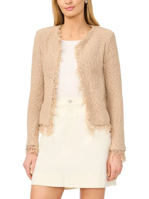Vince Camuto Fringe Textured Crop Jacket - Camel