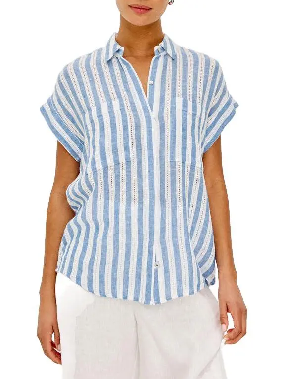 Rails Cito Stripe Linen Blend Button-up Shirt - Atlantis Stripe