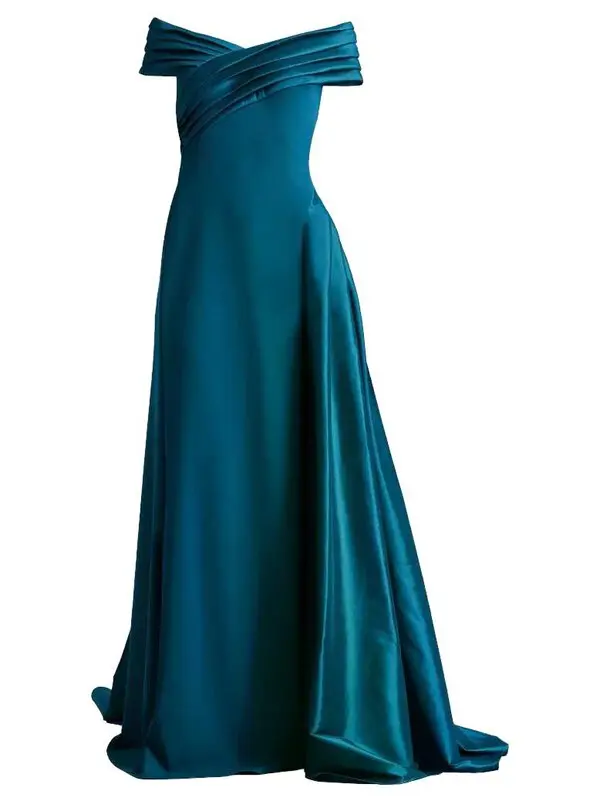 Tadashi Shoji Pleated Off-shoulder Maxi Dress - Blue
