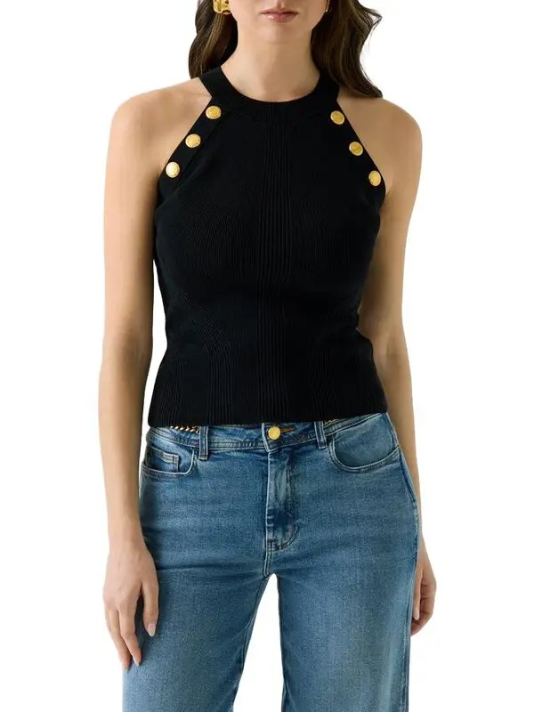 MARCIANO Buttoned Sleeveless Tank Top - Black