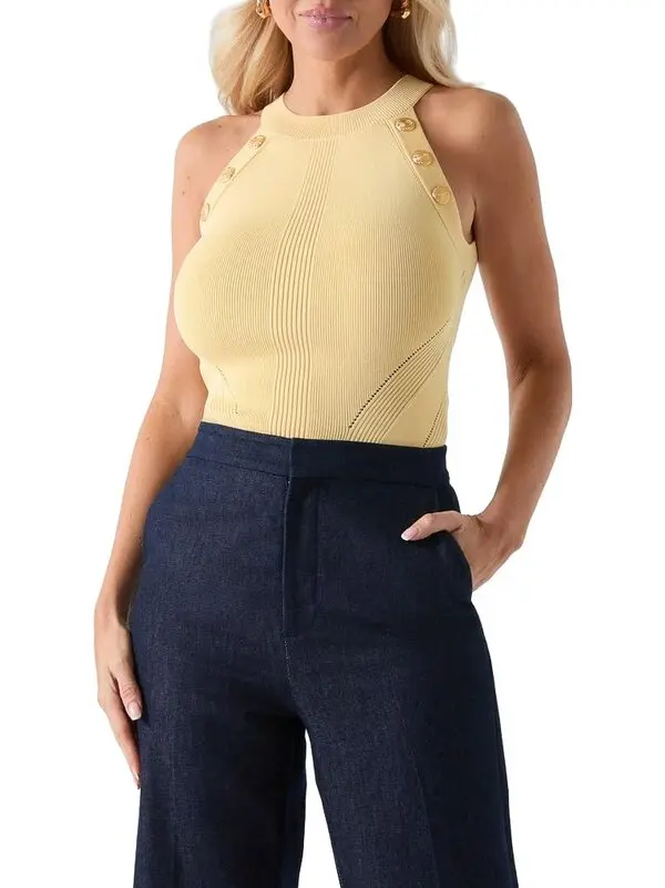 MARCIANO Buttoned Sleeveless Tank Top - Grated Lemon