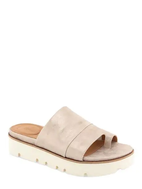 Gentle Souls Laverne Toe Loop Platform Sandal - Gravel Leather