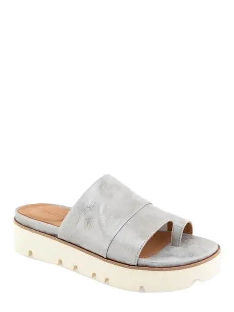 Gentle Souls Laverne Toe Loop Platform Sandal - Pewter Leather