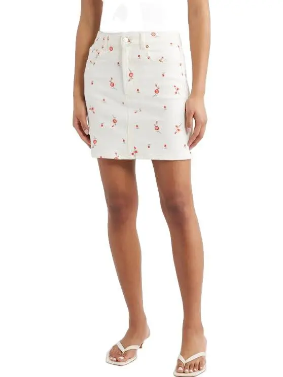 Rails Burbank Floral Embroidered Denim Miniskirt - Ecru Romantic Floral