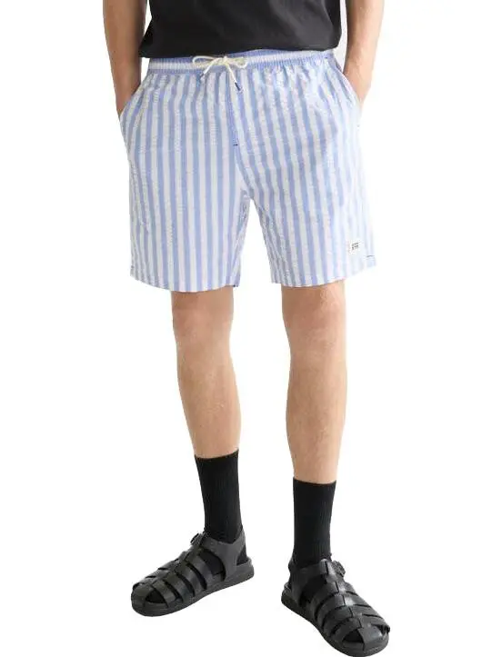 Scotch & Soda Stripe Midlength Swim Trunks - Classic Stripe Infinity