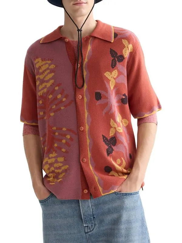 Scotch & Soda Jacquard Knit Short Sleeve - Desert Bossa Nova