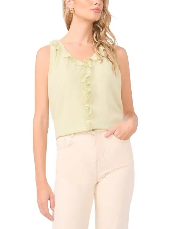 Vince Camuto Ruffle Sleeveless Top - Lily Green