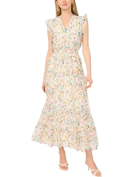Vince Camuto Smocked Tiered Maxi Dress - Antique White