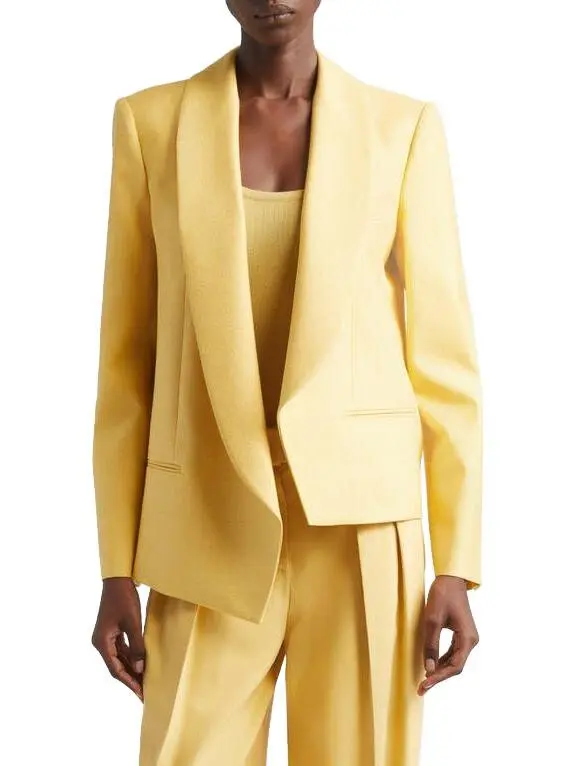 Michael Kors Asymmetric Open Front Silk Canvas Blazer - Palomino