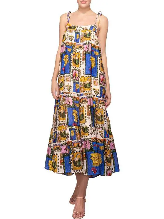 MELLODAY Trapeze Maxi Sundress - Multi Patchwork