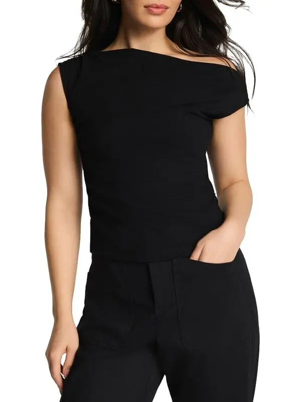 Spanx Shirred One-shoulder Top - Classic Black