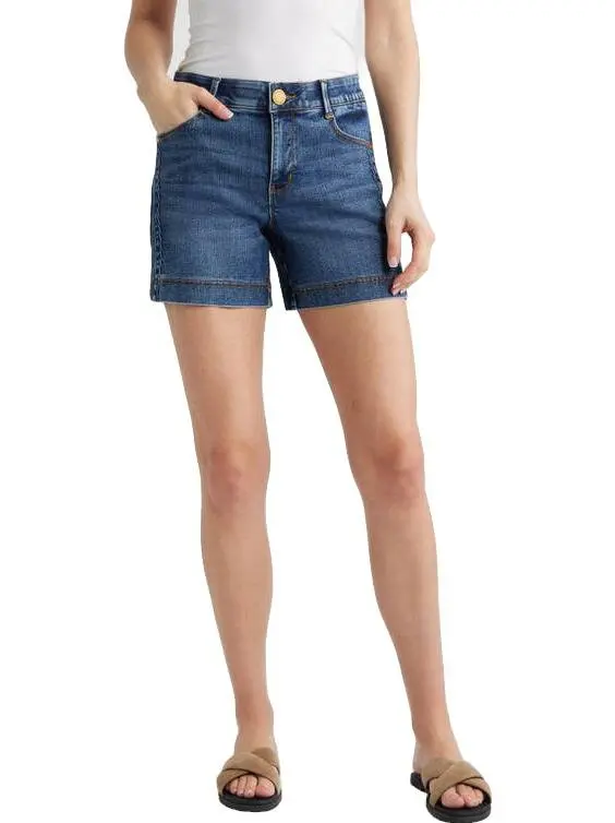 Wit & Wisdom Gracie High Waist Denim Shorts - Mid Blue