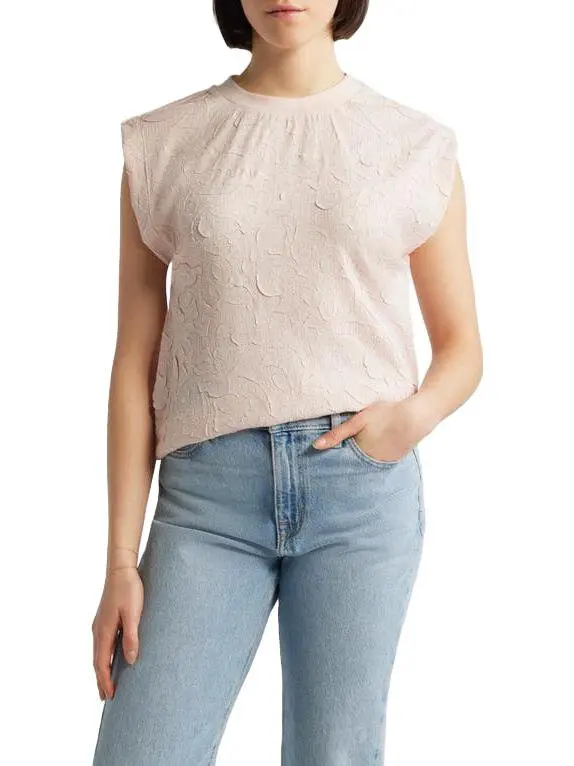 Wit & Wisdom Mixed Media Jacquard Top - Angel Pink
