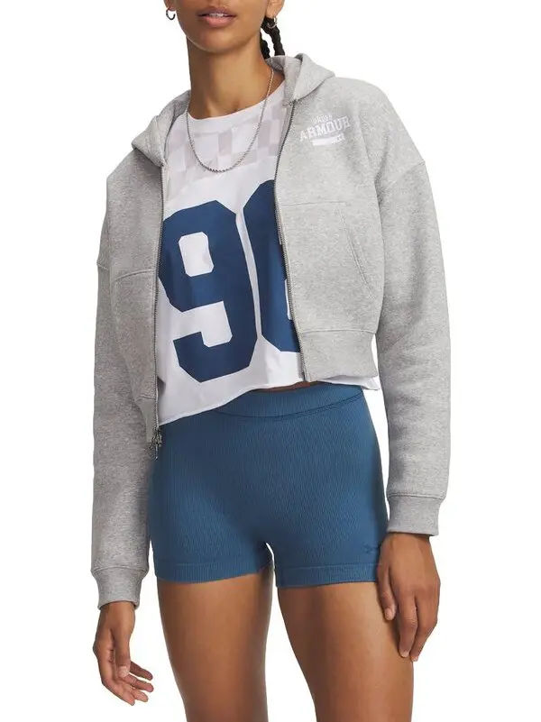 Under Armour Icon Fleece Crop Hoodie - Gray Light Heather/white
